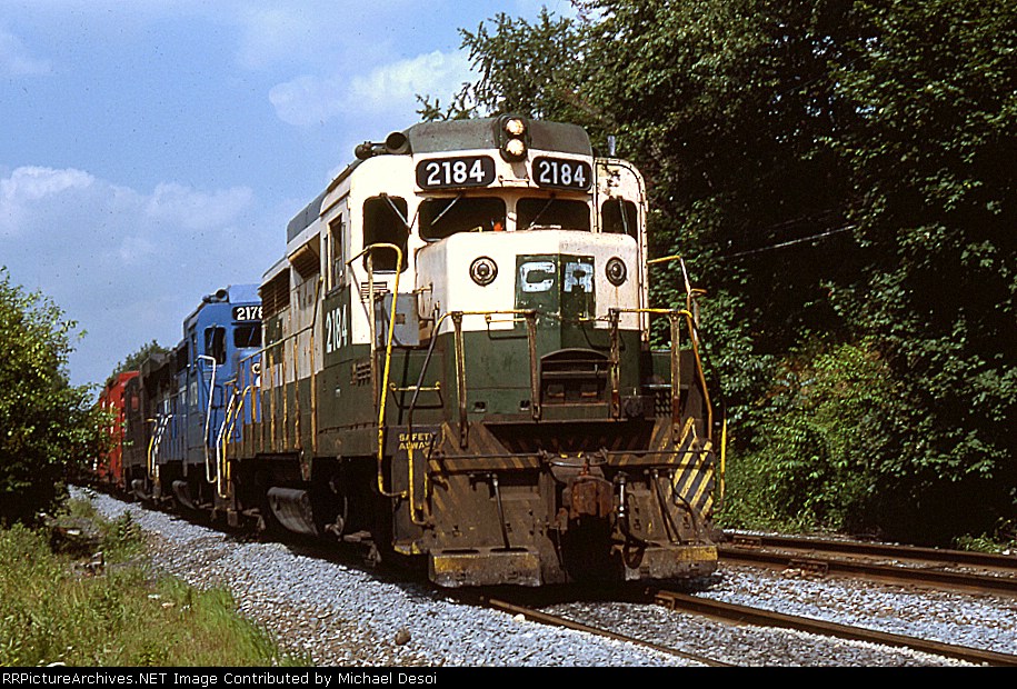 CR GP-30 #2184 leads 2 other GP-30 siblings on this freight at Cheltenham Junction